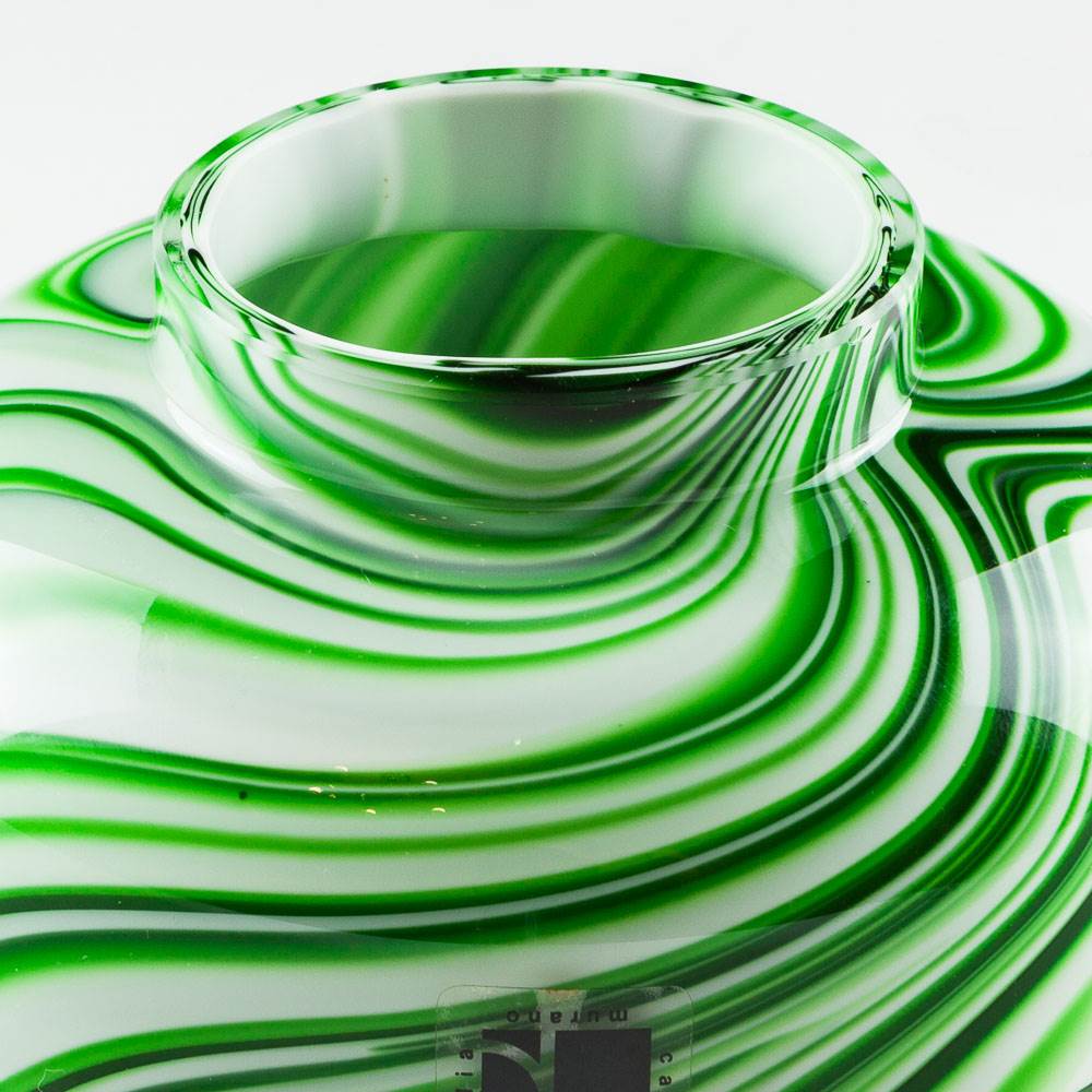A Vintage Carlo Moretti Murano Green Marbled Bowl