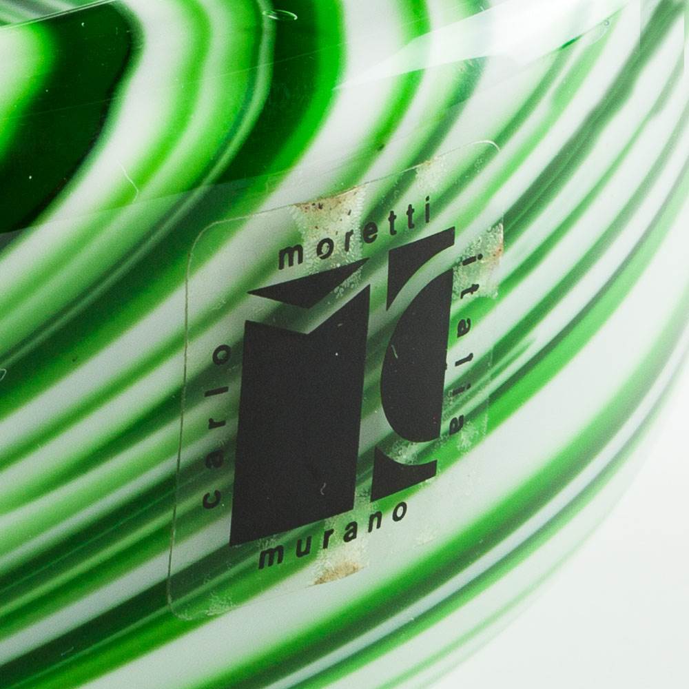 A Vintage Carlo Moretti Murano Green Marbled Bowl