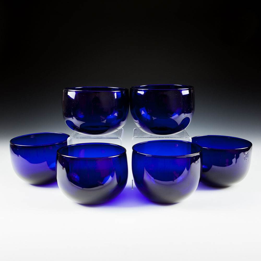 Six Bristol Indigo Blue Finger Bowls c1840