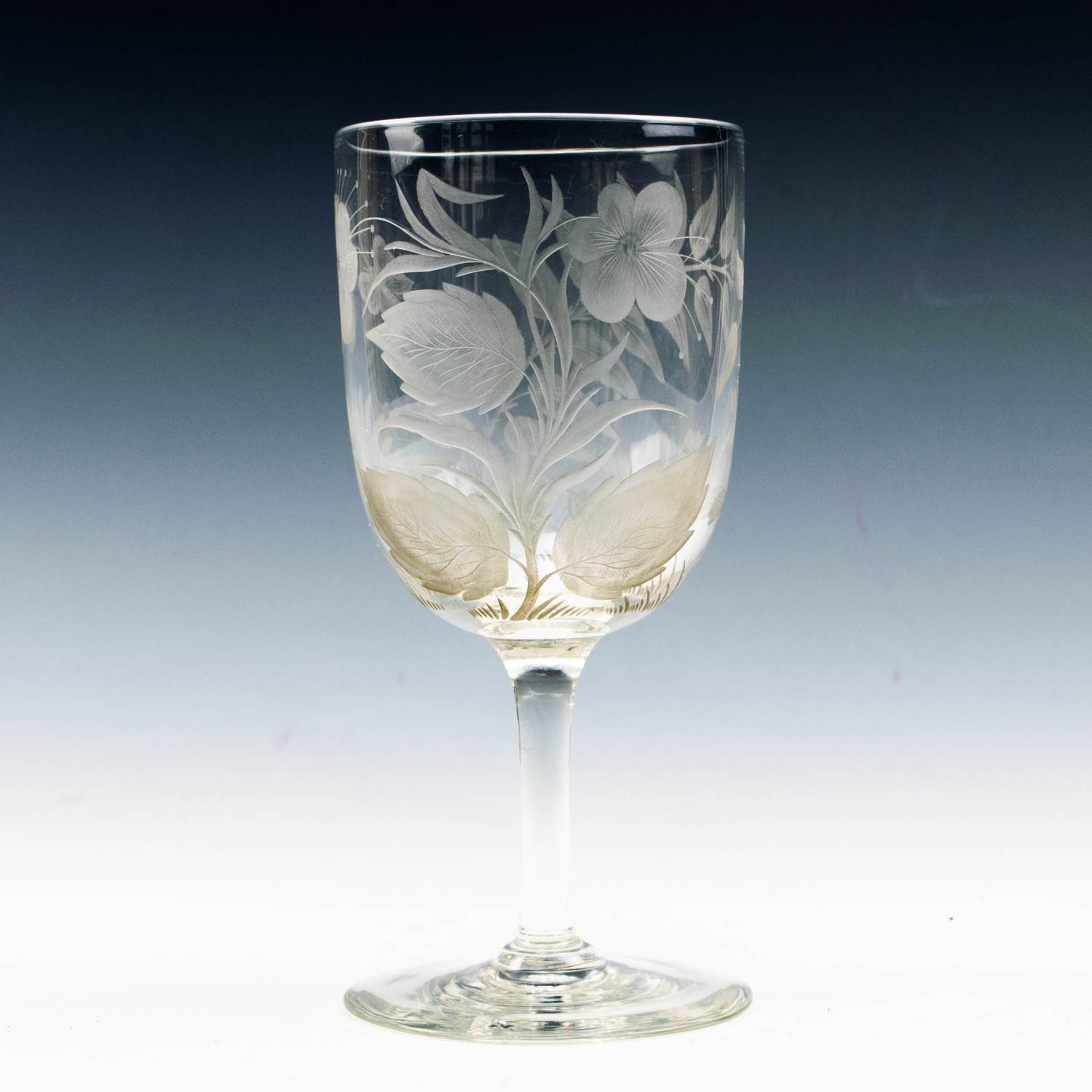Thomas Webb And Sons Botanical Engraved Wine Glass c1905