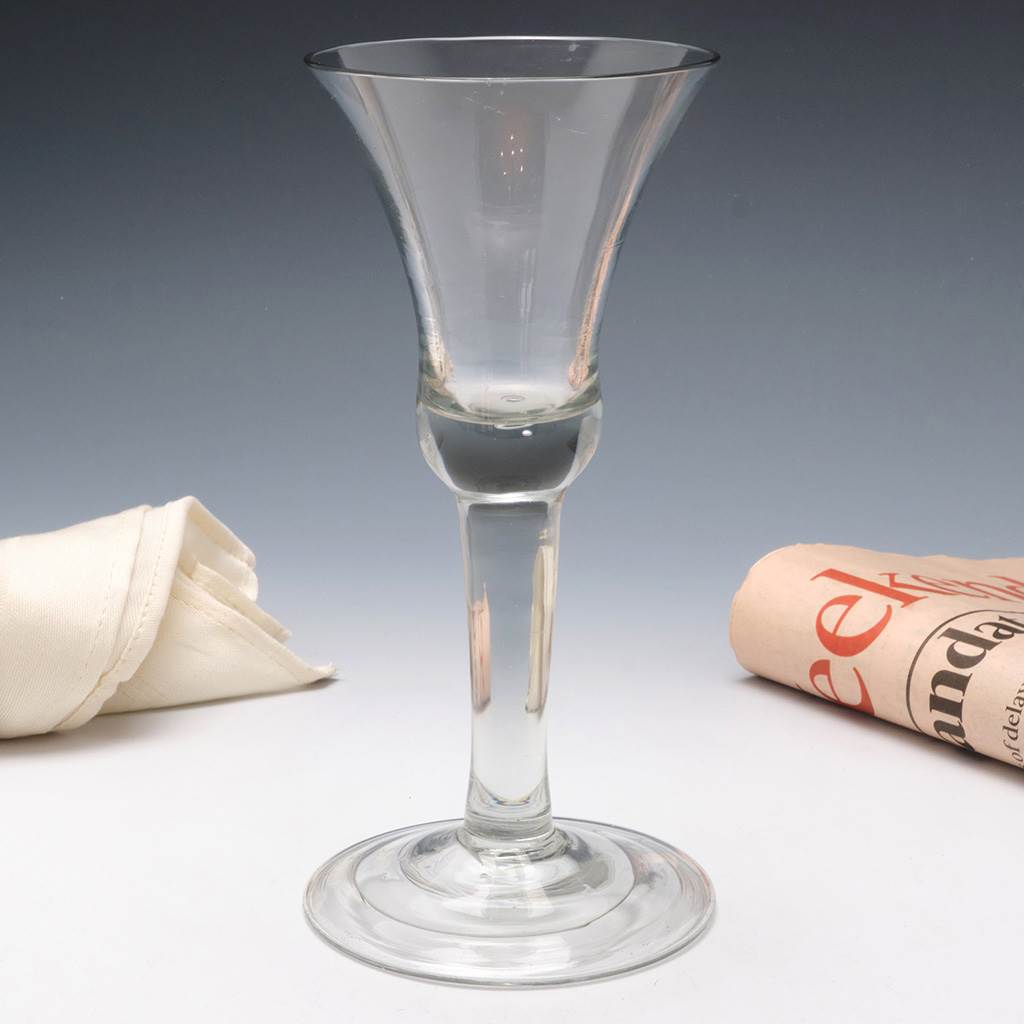 A Fine Plain Stem Georgian Wine Goblet c1745