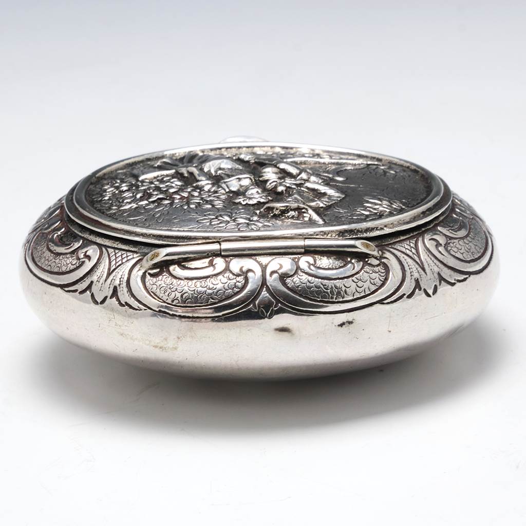 German Silver Snuff Box With Courting Couple c1860
