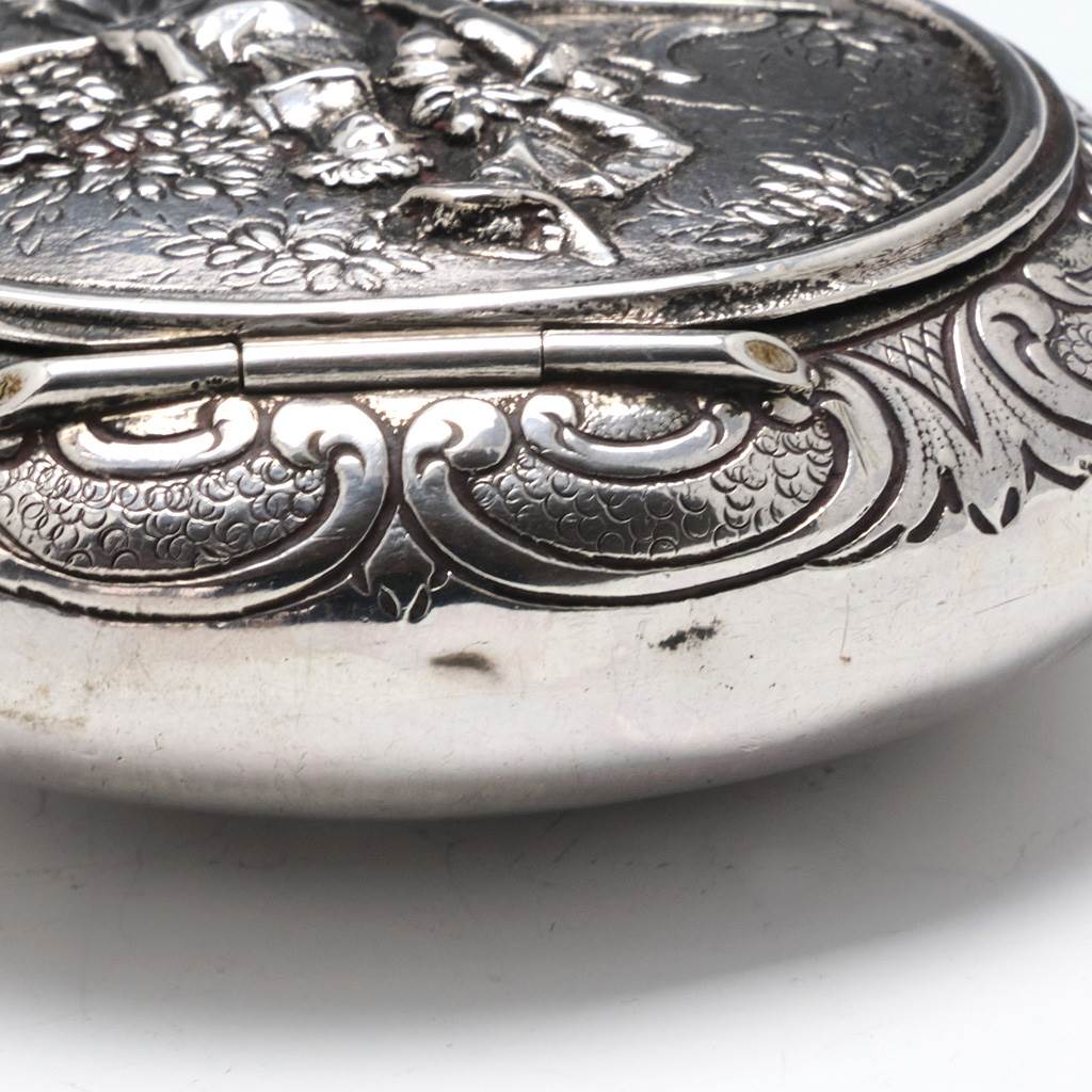German Silver Snuff Box With Courting Couple c1860