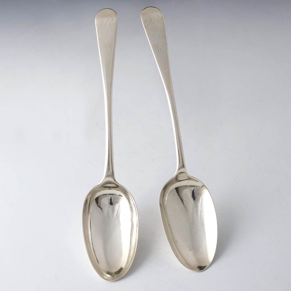 Pair George III Scottish Silver Table Spoons James Hewitt Edinburgh 1783