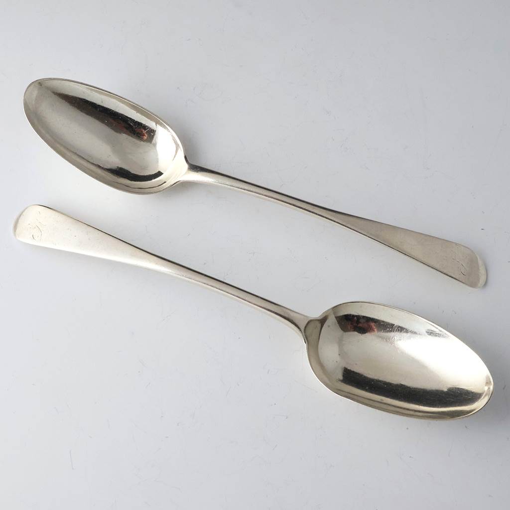 Pair George III Scottish Silver Table Spoons James Hewitt Edinburgh 1783