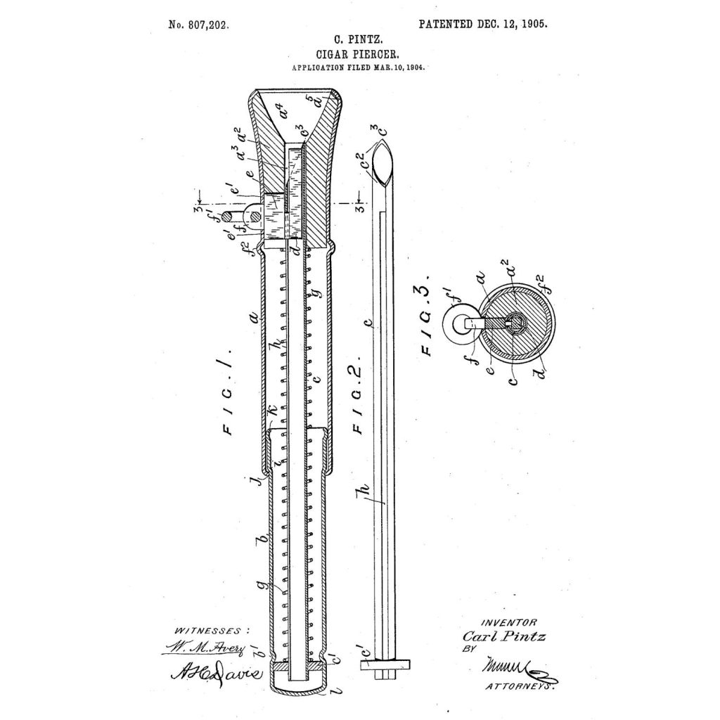 Sampson Mordan US Patented Silver Cigar Piercer c1910