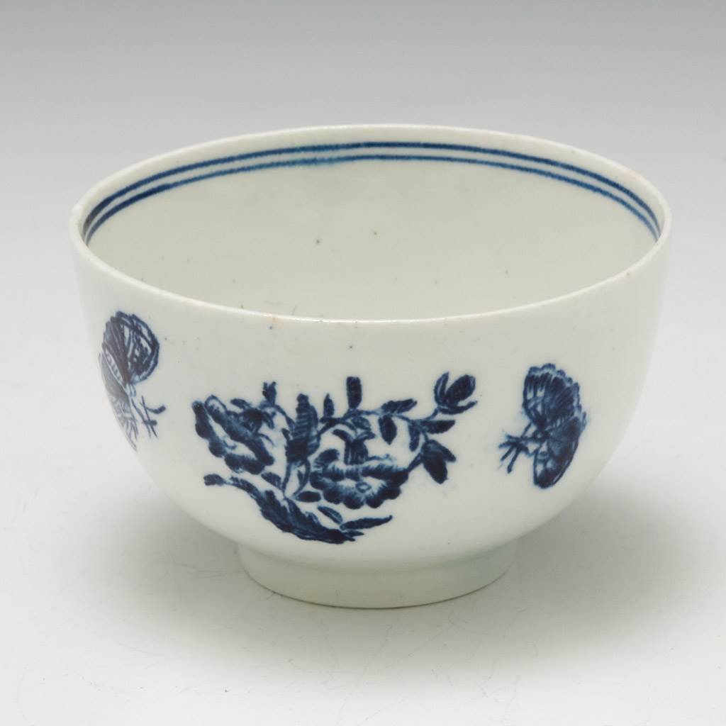A Lowestoft “Three Flowers Pattern” Tea Bowl and Saucer c1775