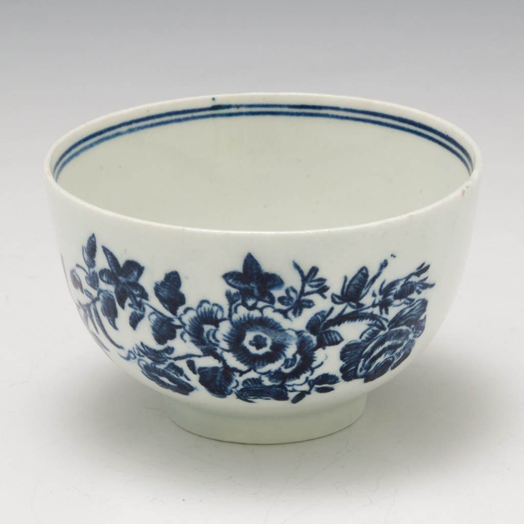 A Lowestoft “Three Flowers Pattern” Tea Bowl and Saucer c1775