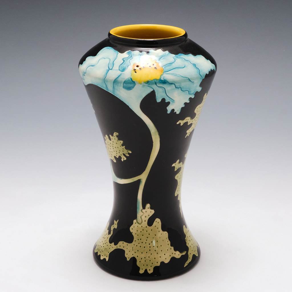 ‘Papaver’ . A Black Ryden Waisted Pottery Vase Designed by Kerry Goodwin.