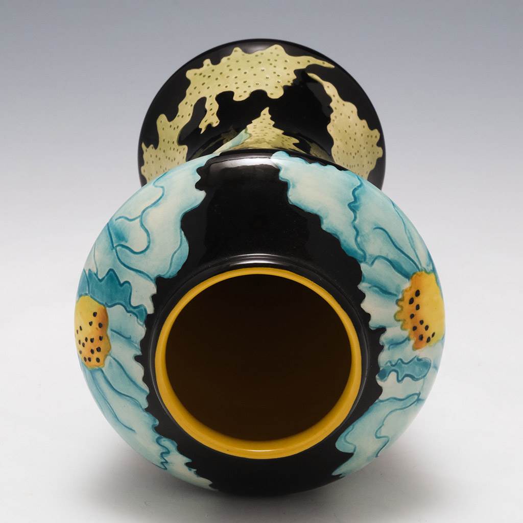 ‘Papaver’ . A Black Ryden Waisted Pottery Vase Designed by Kerry Goodwin.