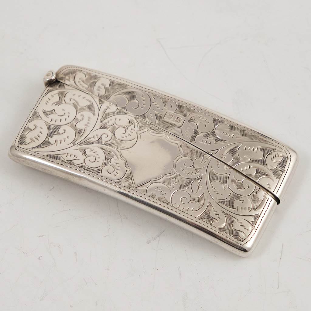 An Engraved Sterling Silver Card Case Birmingham 1909