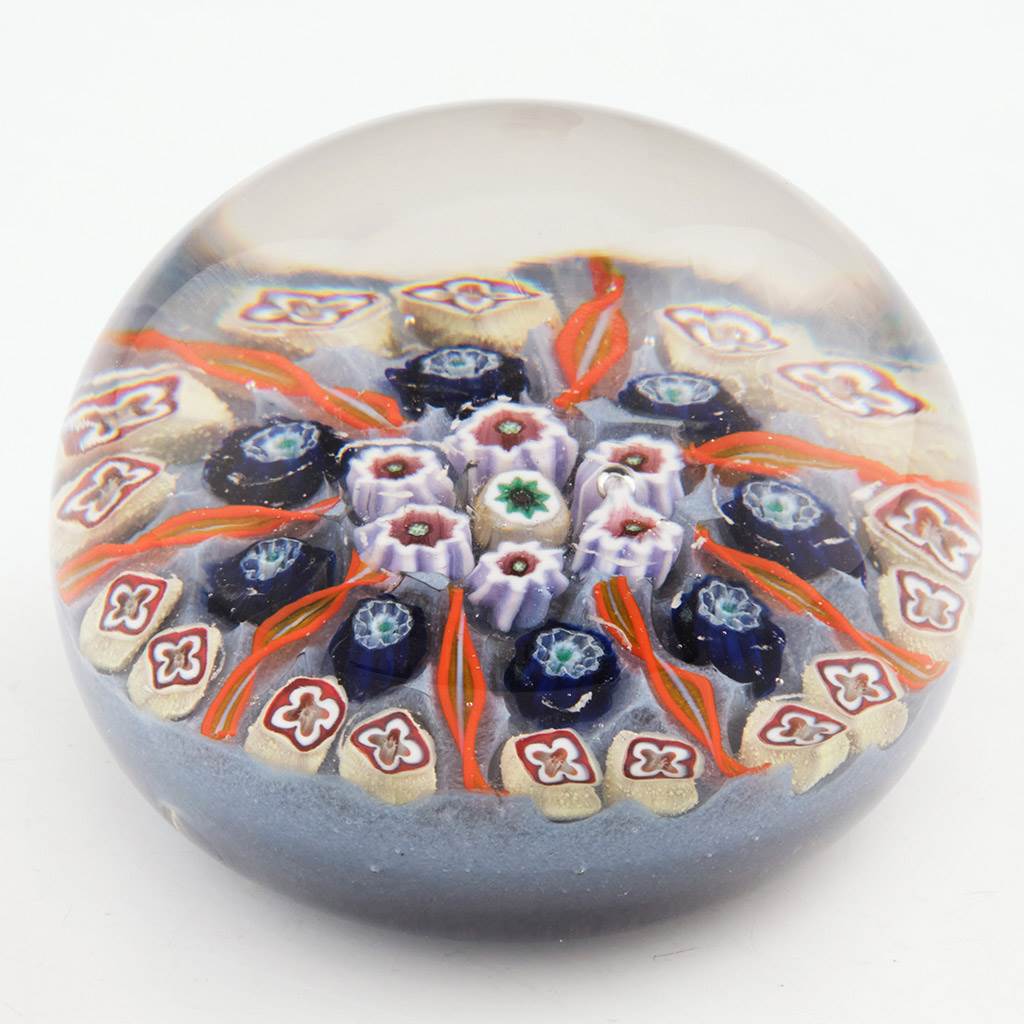 A Large 3″ Eight Spoke Vasart Radial Concentric Paperweight c1950