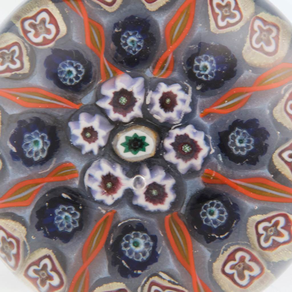 A Large 3″ Eight Spoke Vasart Radial Concentric Paperweight c1950