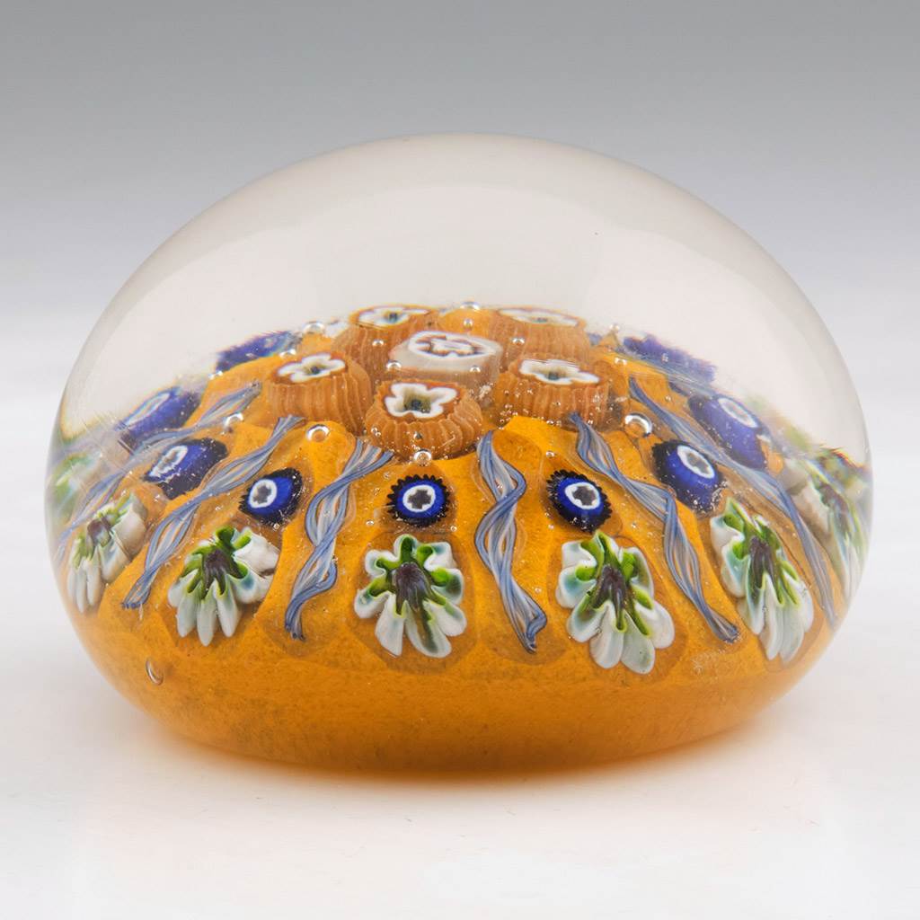 A Vasart Ten Spoke Radial Concentric 3″ Paperweight c1955