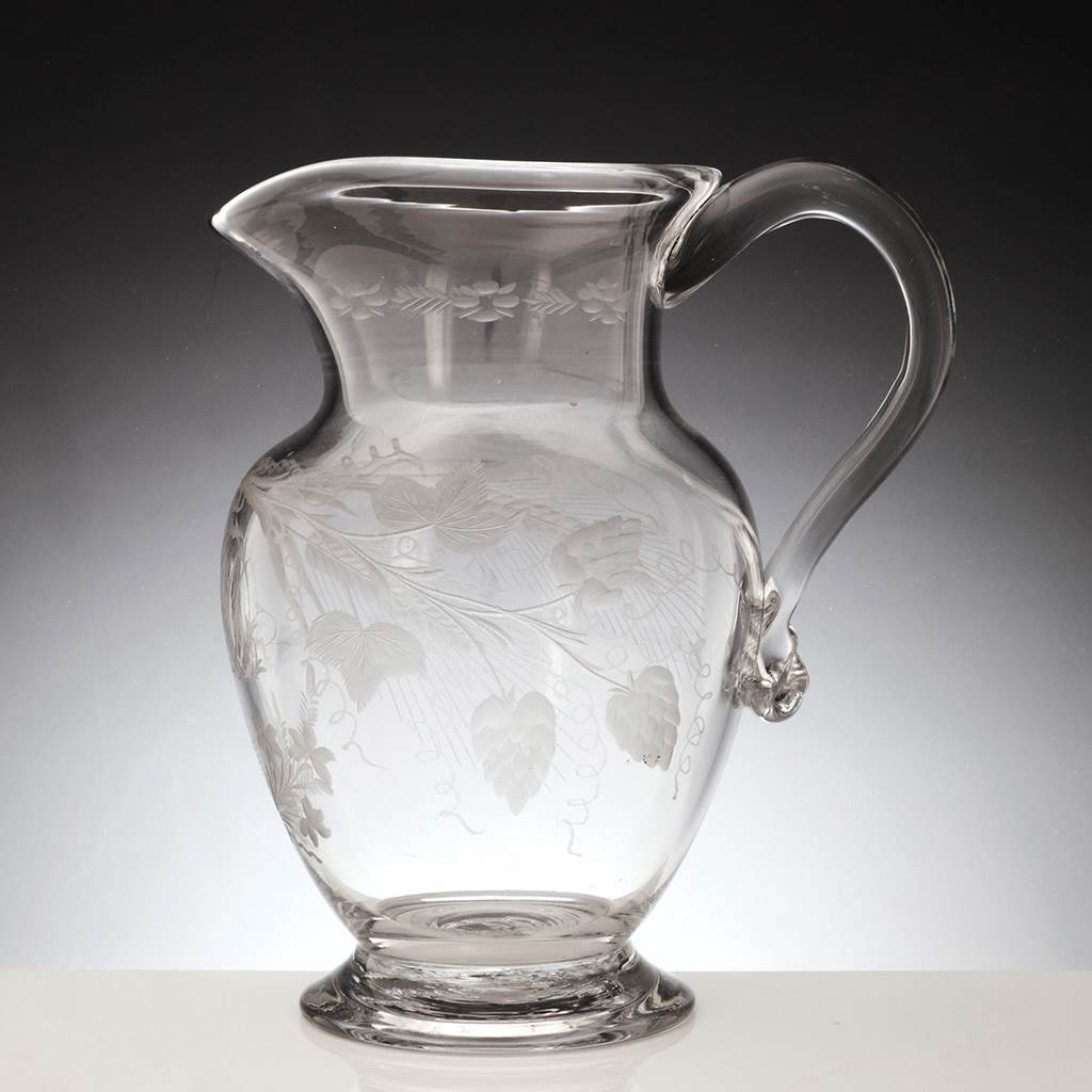 A Fine Engraved Glass Beer Jug c1830