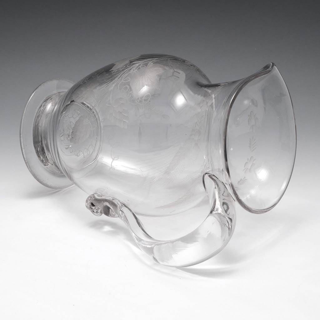 A Fine Engraved Glass Beer Jug c1830