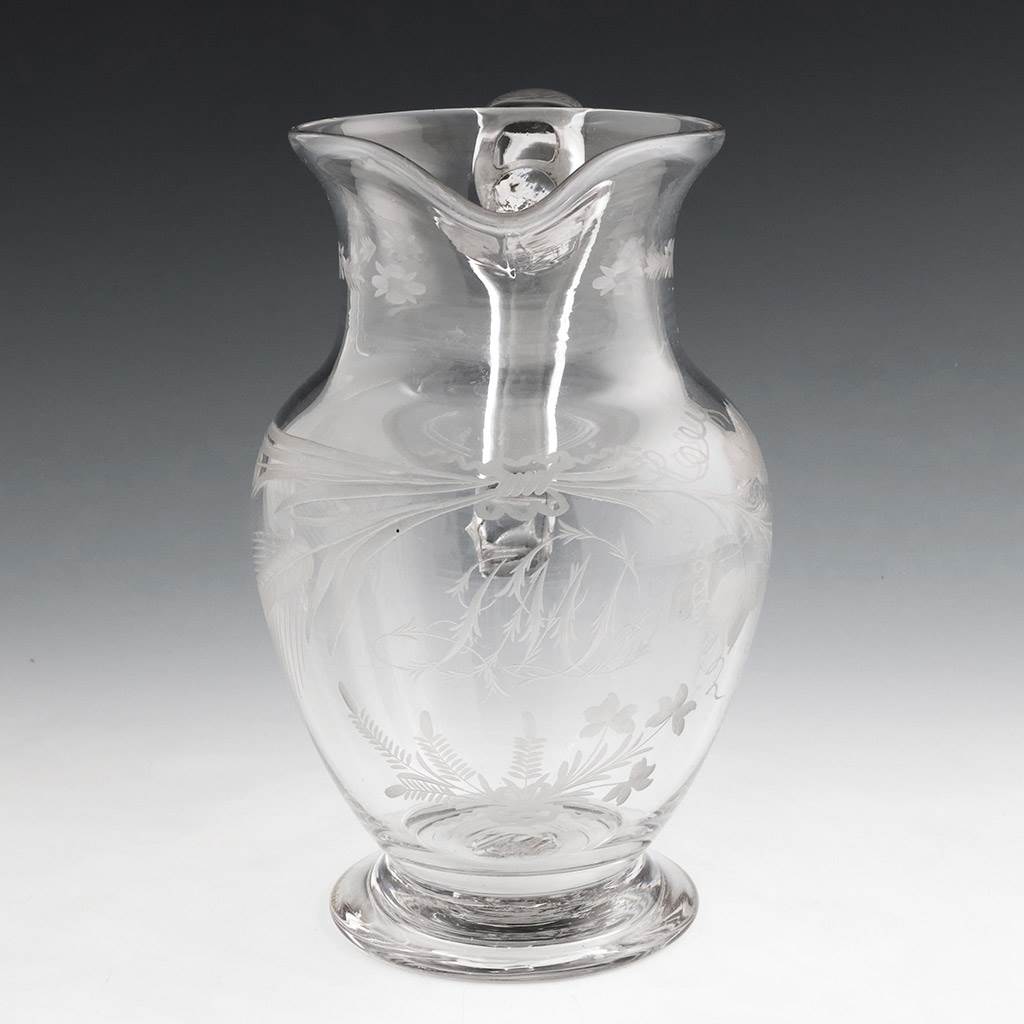 A Fine Engraved Glass Beer Jug c1830
