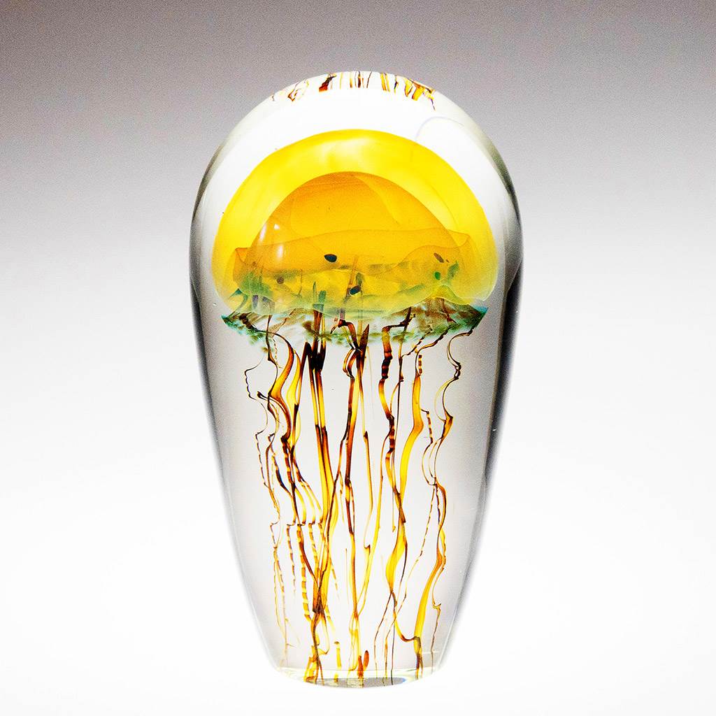Richard Satava Art Glass Moon Jellyfish Paperweight
