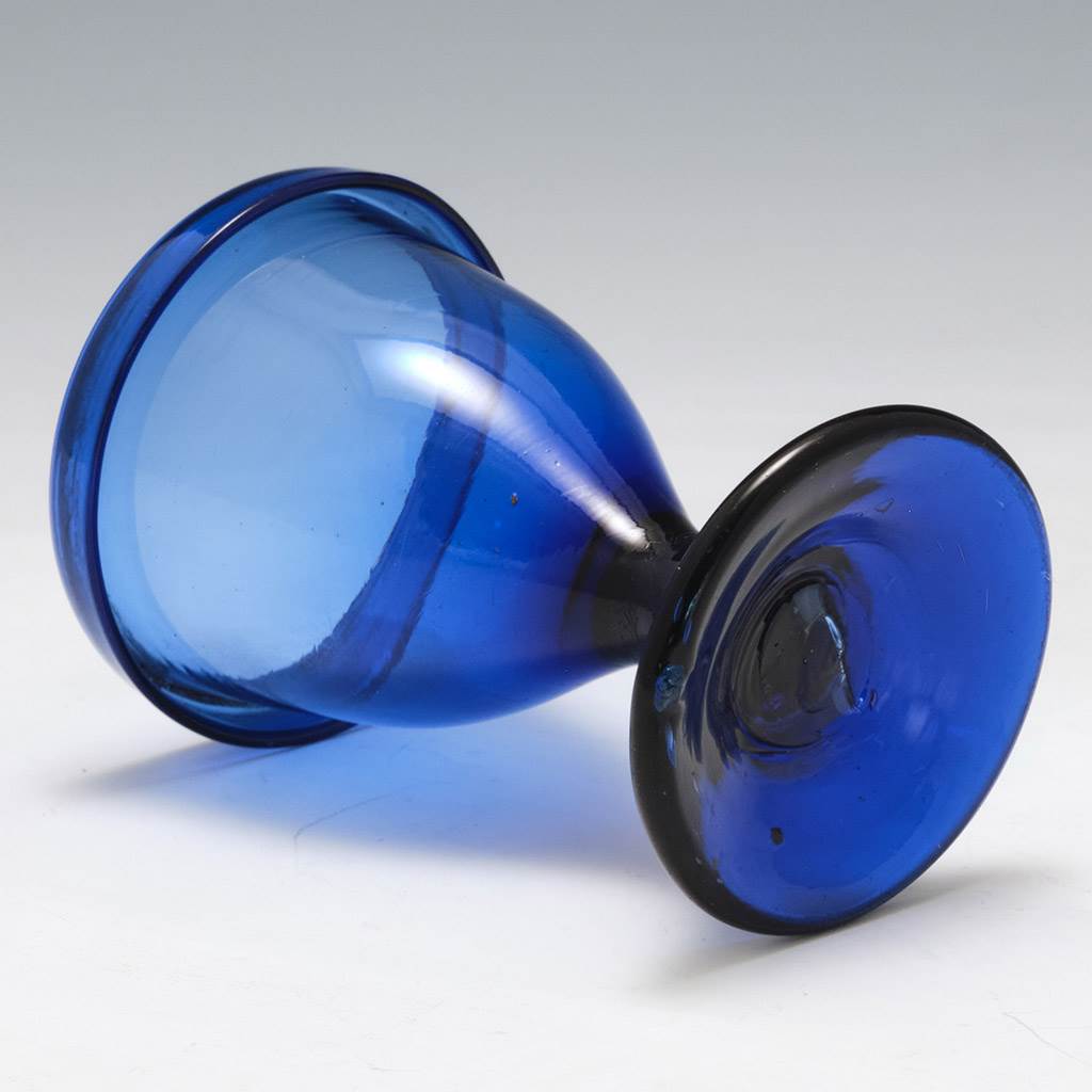 Bristol Blue Folded Rim Glass Egg Cup c1825