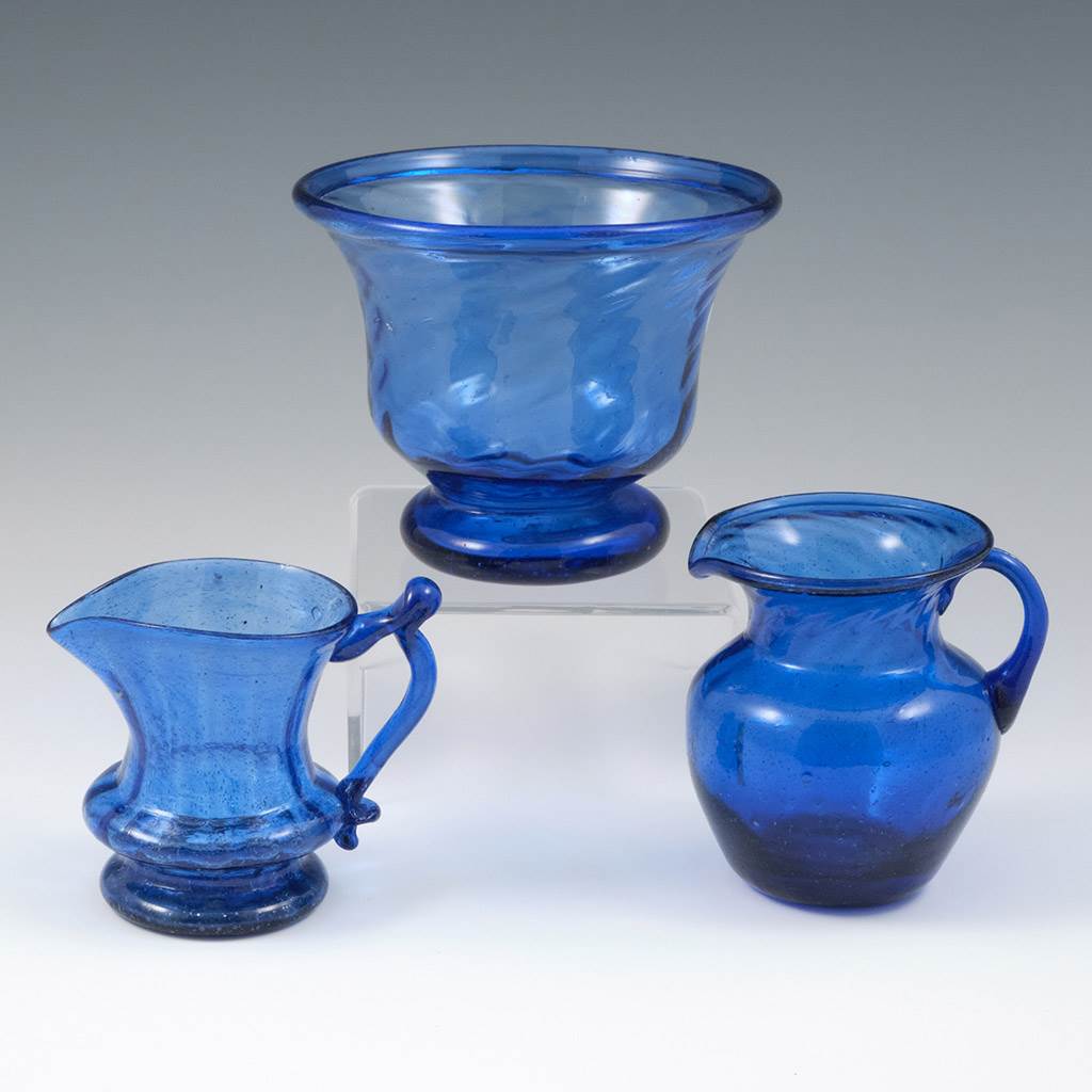 Folded Rim Blue Glass Bowl c1810