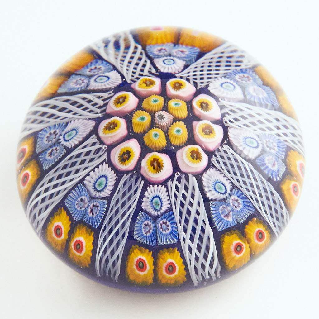 A Strathearn Eight Spoke Radial Paperweight c1970