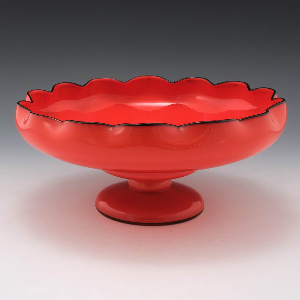 A Loetz Tango Red Pedestal Bowl c1930
