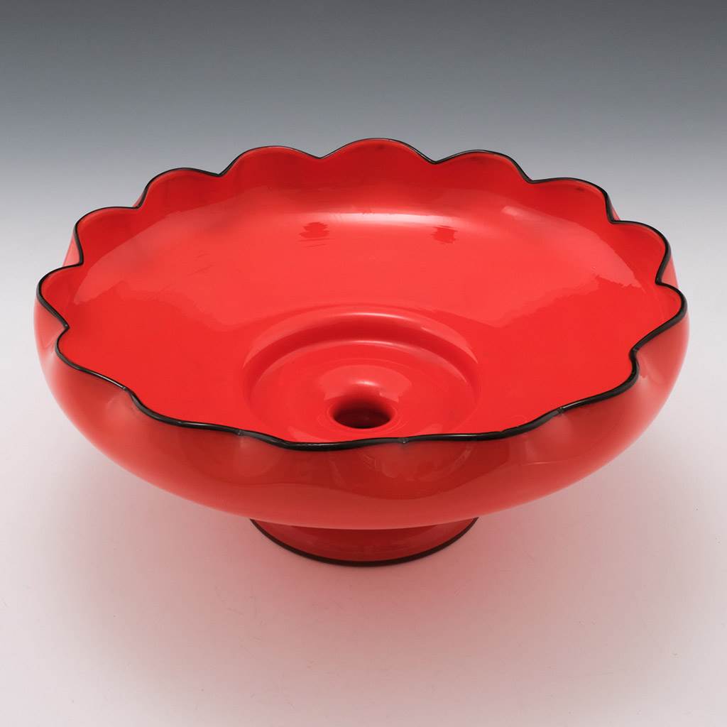 A Loetz Tango Red Pedestal Bowl c1930