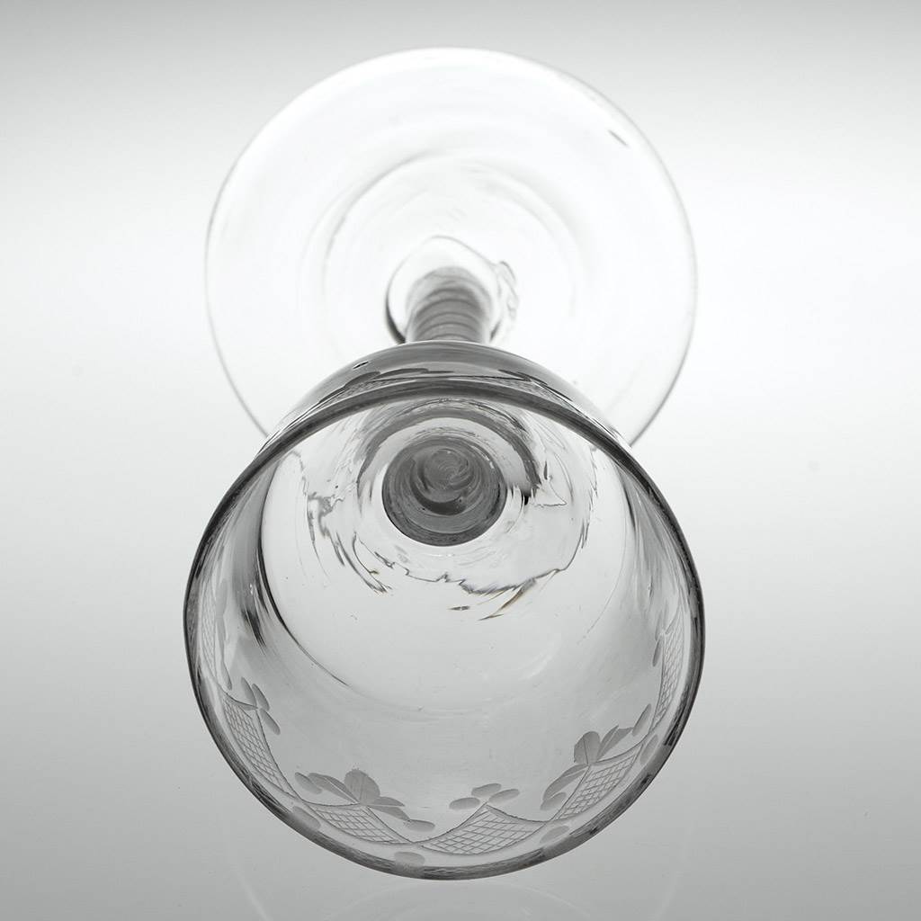 Rococo Engraved Double Series Opaque Twist Wine Glass c1770