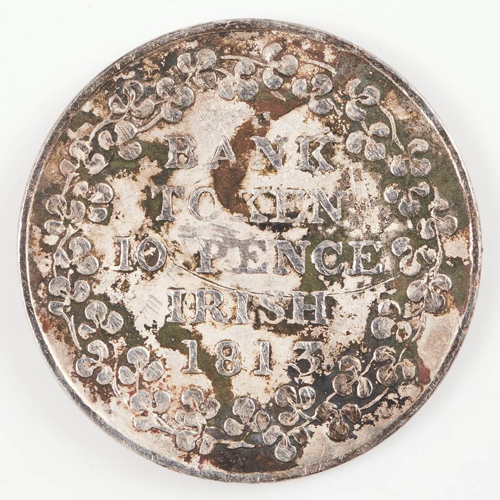 George III Bank of Ireland Emergency Silver Token Ten Pence, 1813