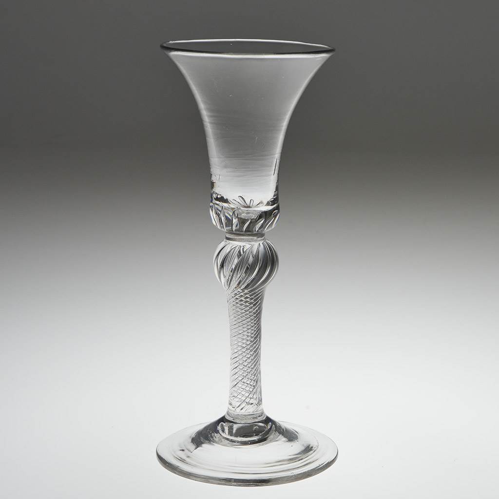 Norwegian Knopped Multi Spiral Air Twist Wine Glass c1760