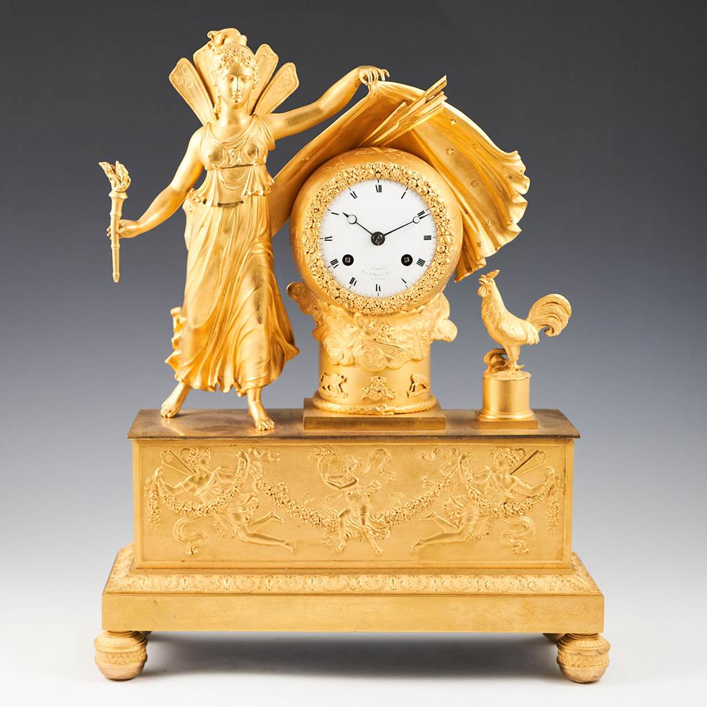 French First Empire Ormolu Mantel Clock with Aurora, Goddess of The ...