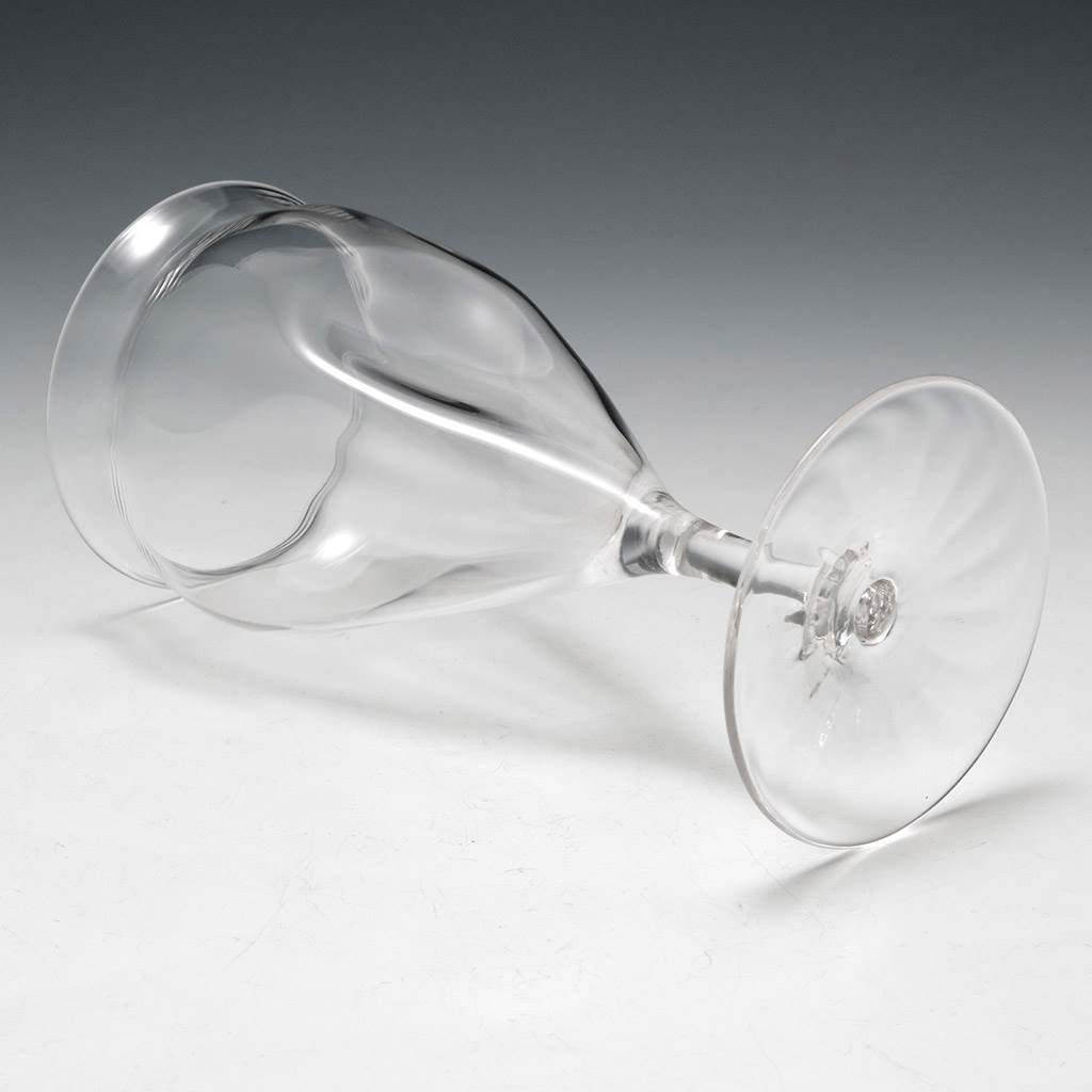 Three Whitefriars Poppy Head Wine Glasses c1900