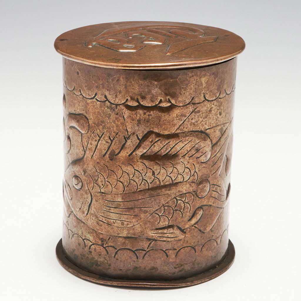 A Newlyn Copper Tea Caddy c1900