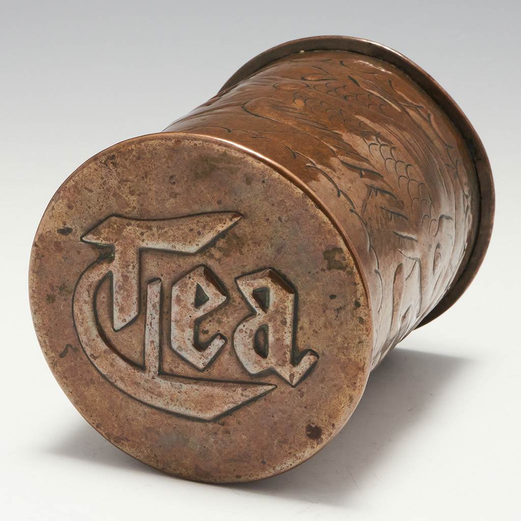 A Newlyn Copper Tea Caddy c1900