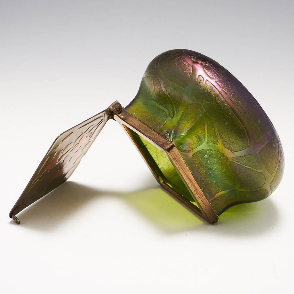 Kralik Iridescent Glass Inkwell c1910