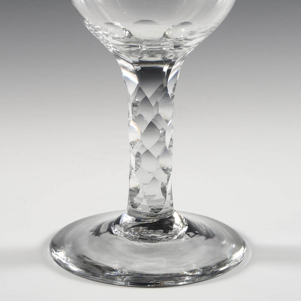A Rare George III Glass Goblet With Facet Cut Stem c1770