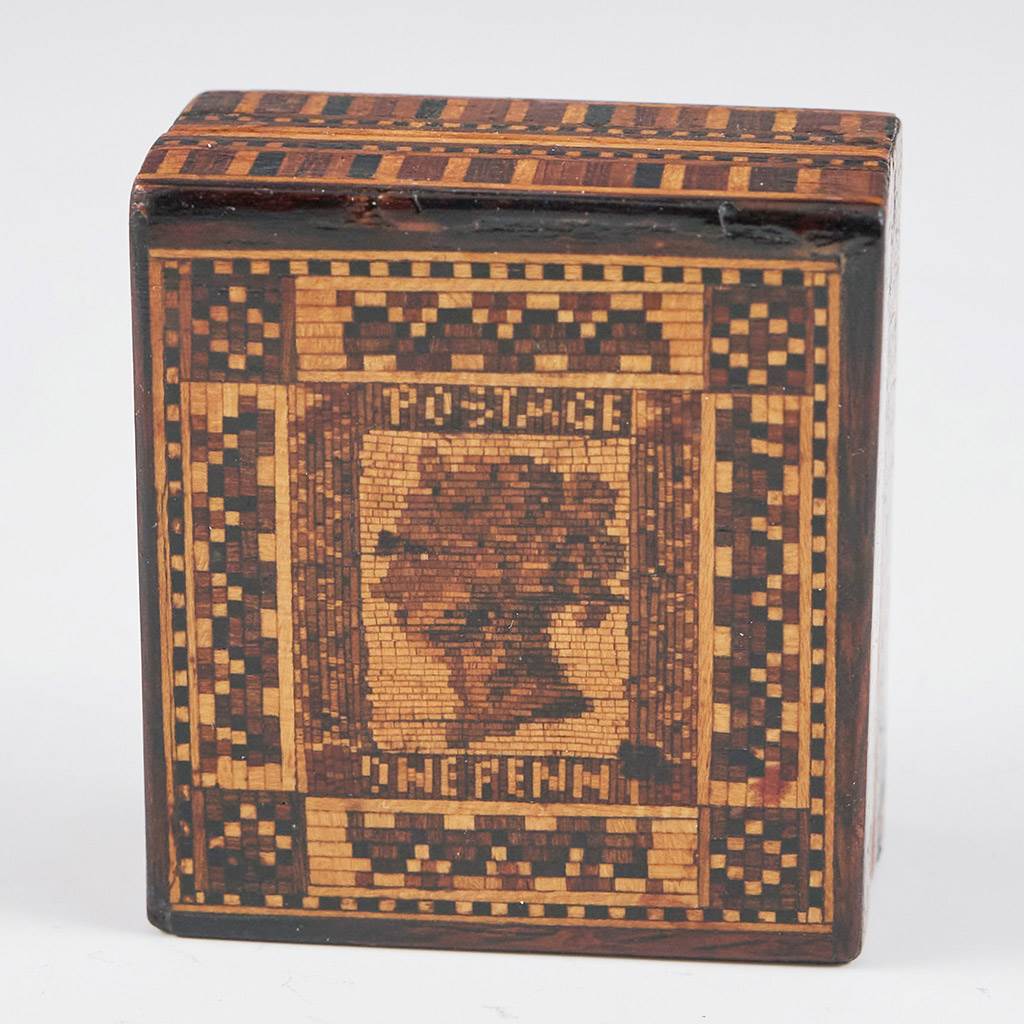 Tunbridge Ware Two-Piece Stamp Box with Queen Victoria Facsimile ...