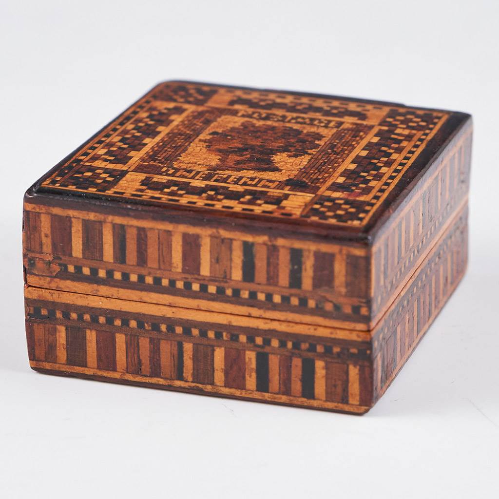 Tunbridge Ware Two-Piece Stamp Box with Queen Victoria Facsimile ...