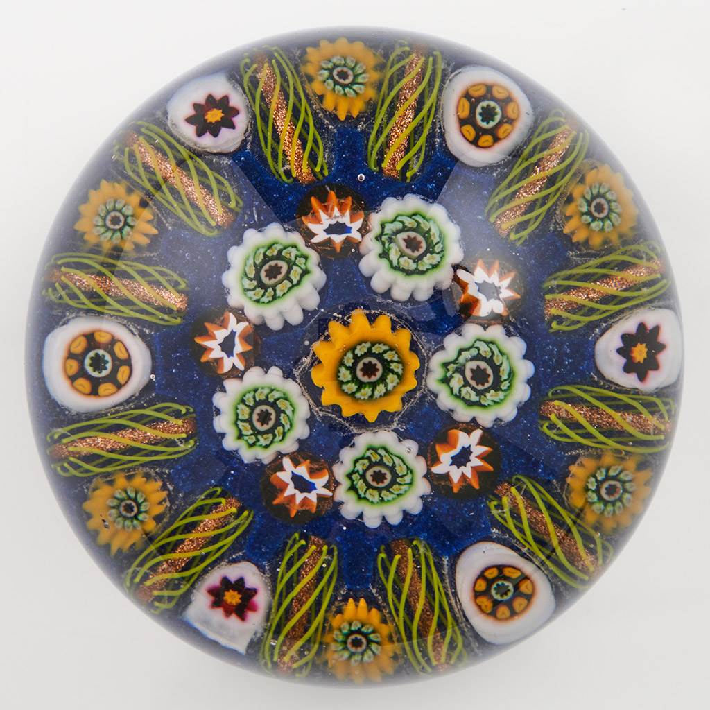 Paul Ysart Paperweight Twelve Aventurine Spoke Millefiori