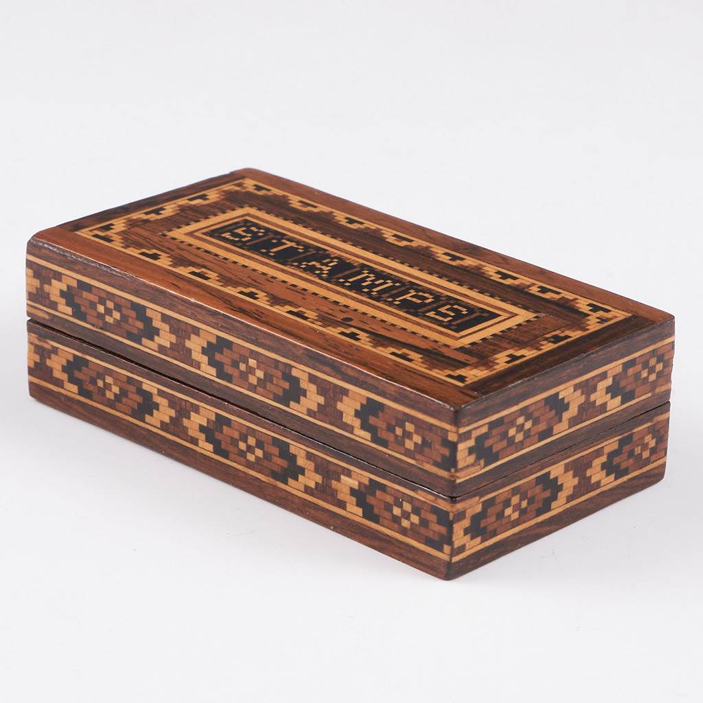 A Tunbridge Ware Postage Stamp Box c1890