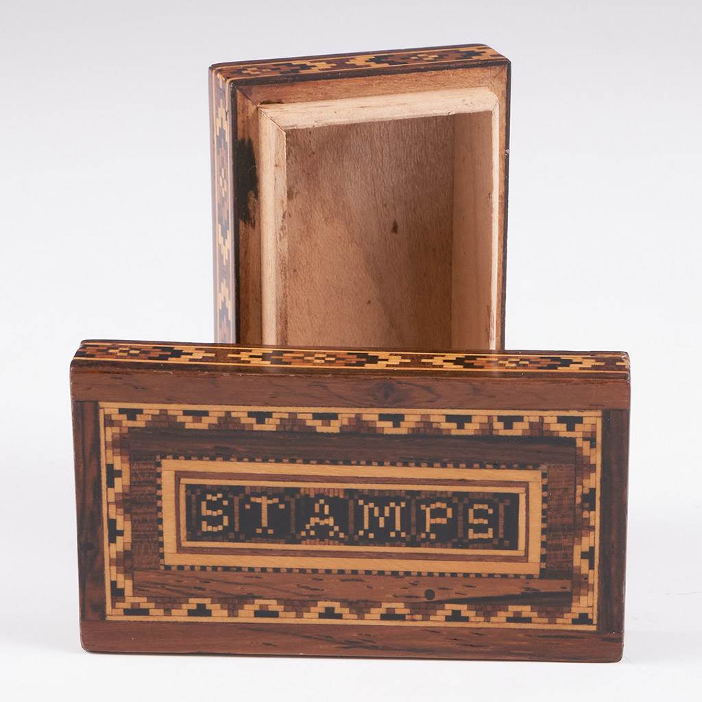 A Tunbridge Ware Postage Stamp Box c1890