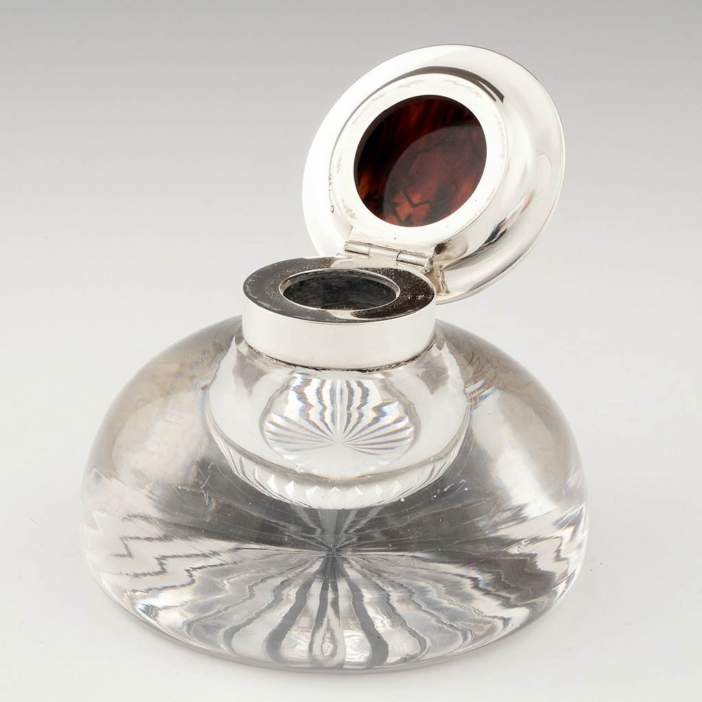 Sterling Silver and Tortoiseshell Paperweight Inkwell London 1912 Was £225