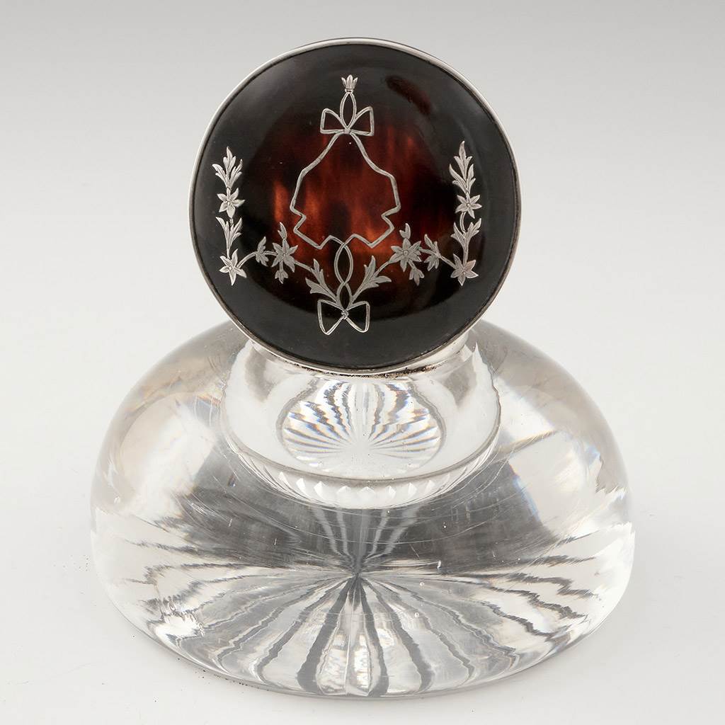 Sterling Silver and Tortoiseshell Paperweight Inkwell London 1912 Was £225