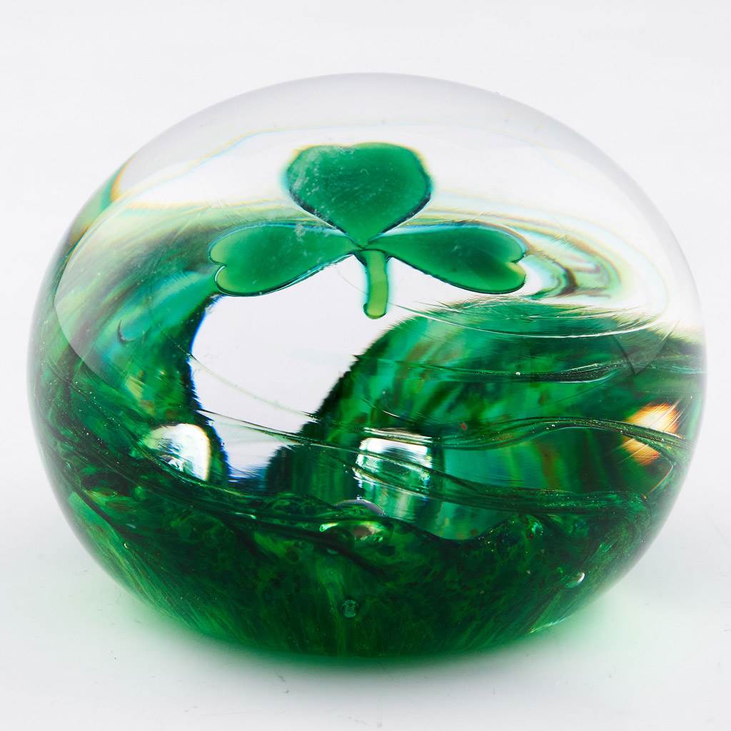A Scottish Borders Peter Holmes Irish Shamrock Paperweight c2005