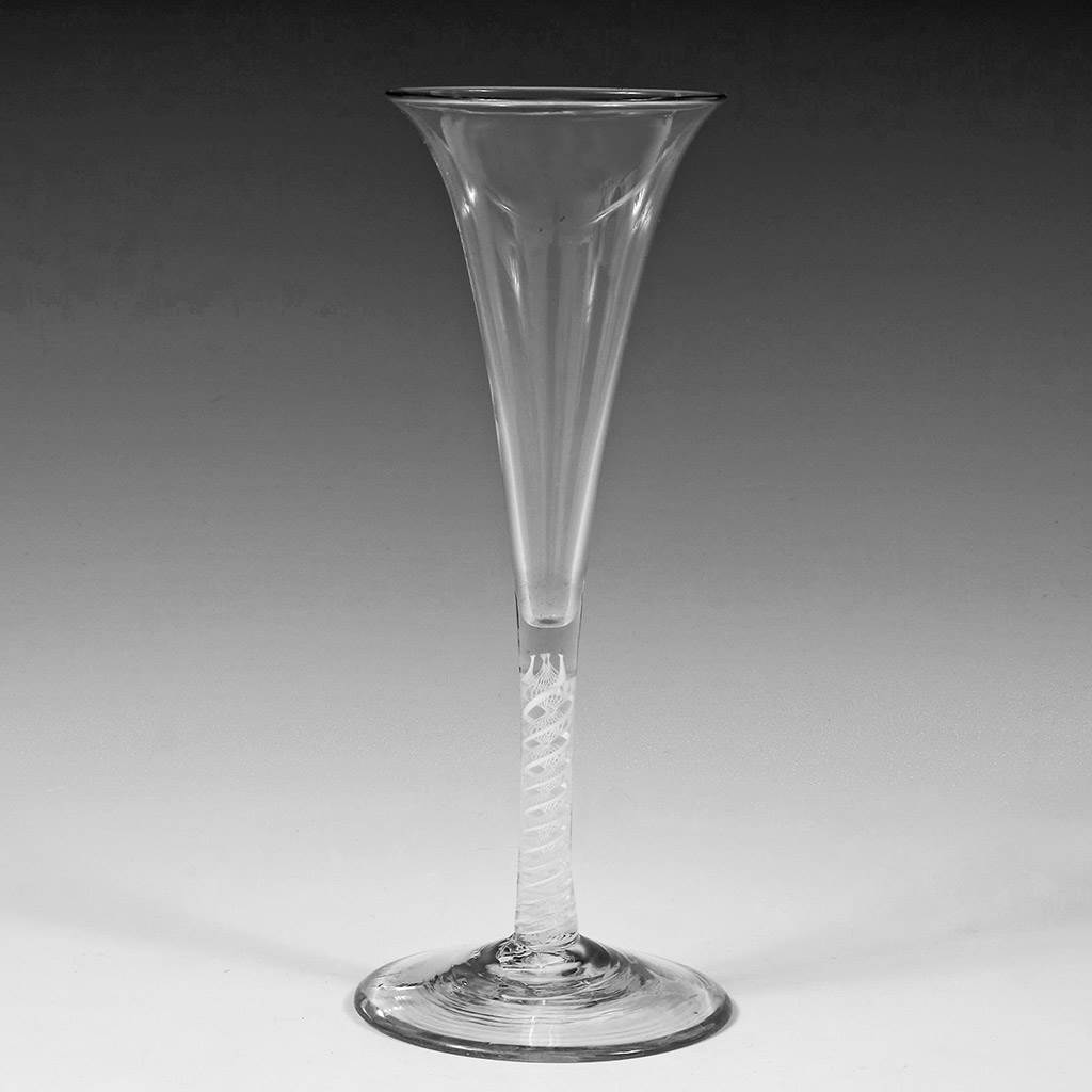 An Opaque Twist Stem Champagne Flute c1760