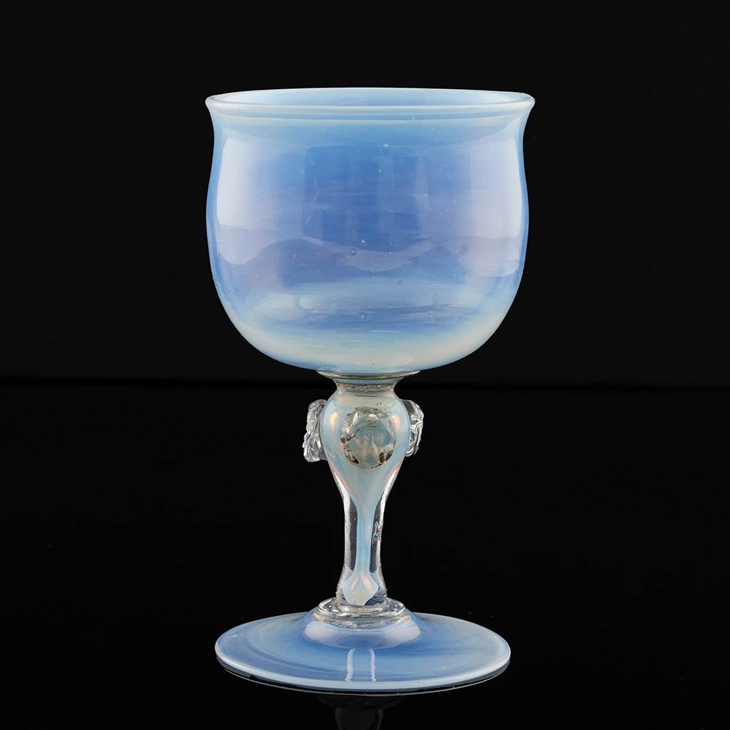 Very Rare A James Powell & Sons Whitefriars Blue Opal Wine Glass c1890