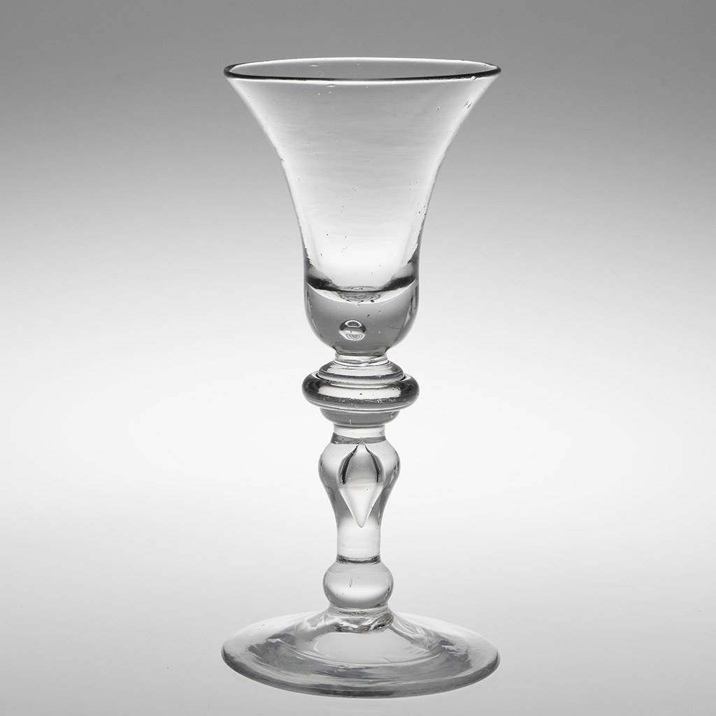 18th Century Annulated Knop Baluster Stem Wine Glass 1730-40