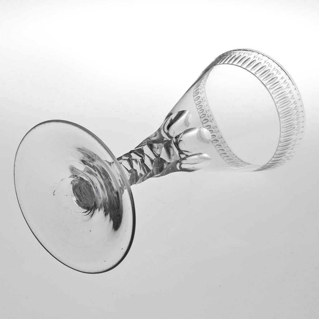Six 18th Century Facet Cut Stem Wine Or Port Glasses c1780
