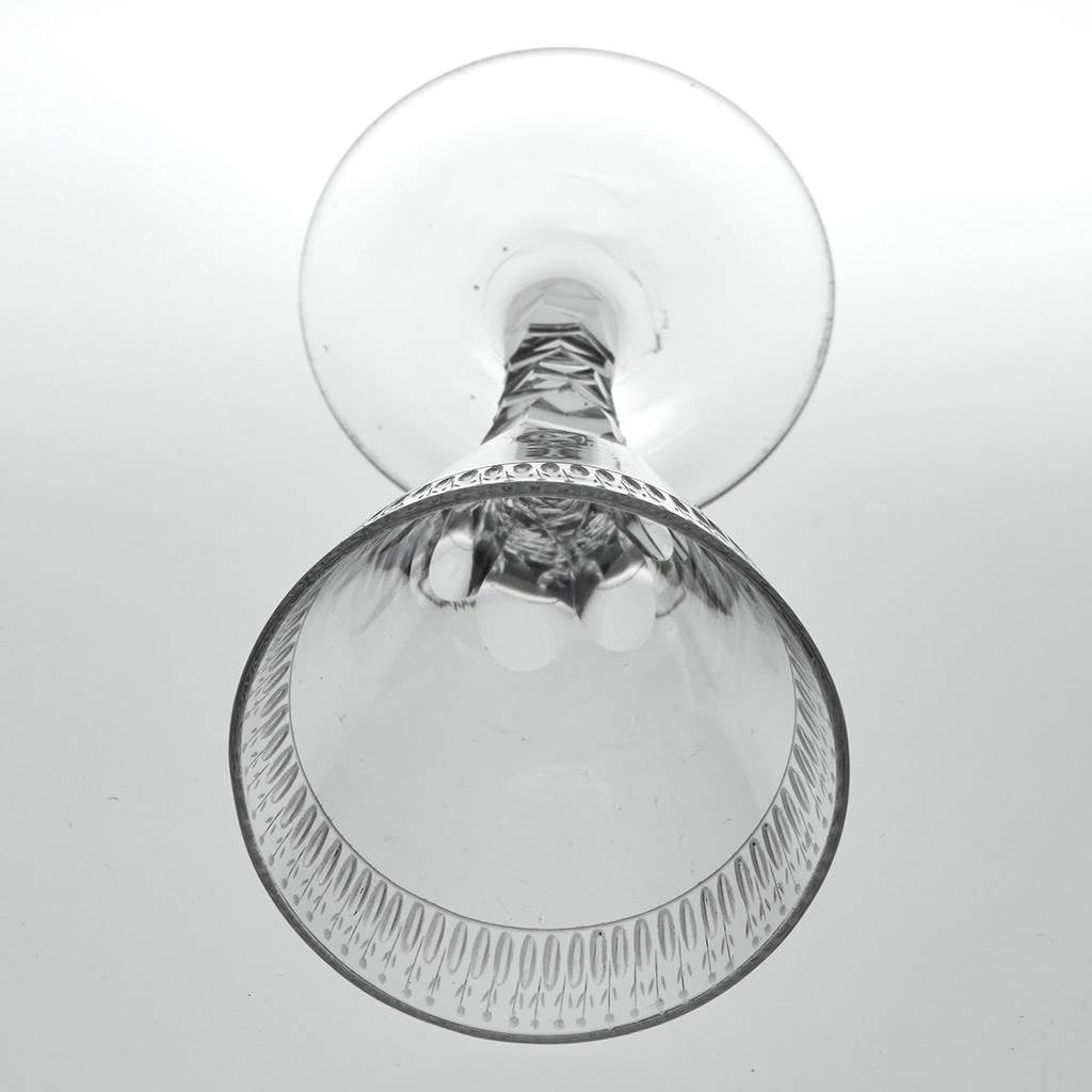 Six 18th Century Facet Cut Stem Wine Or Port Glasses c1780
