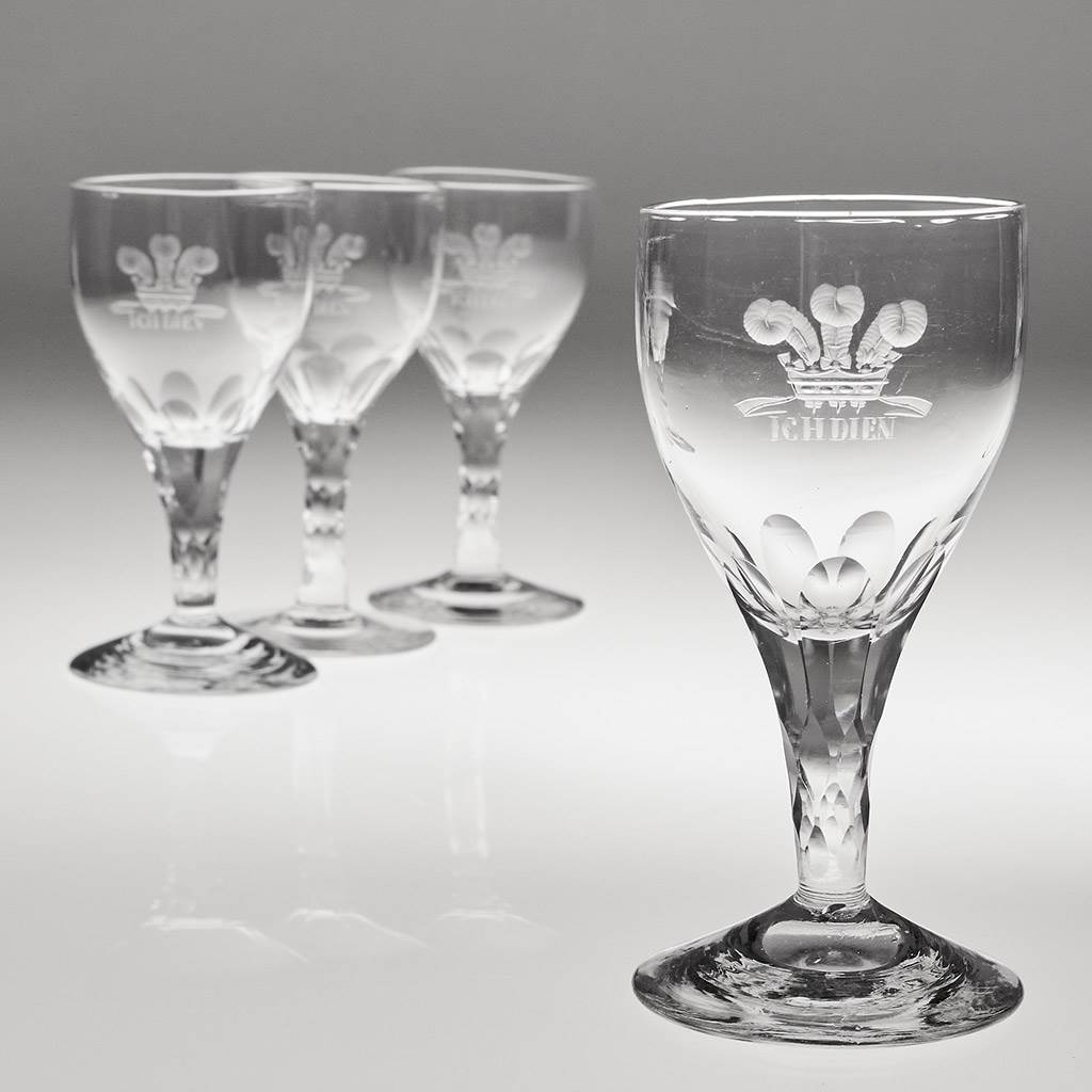 Four Prince of Wales Facet Cut Wine Glass c1762